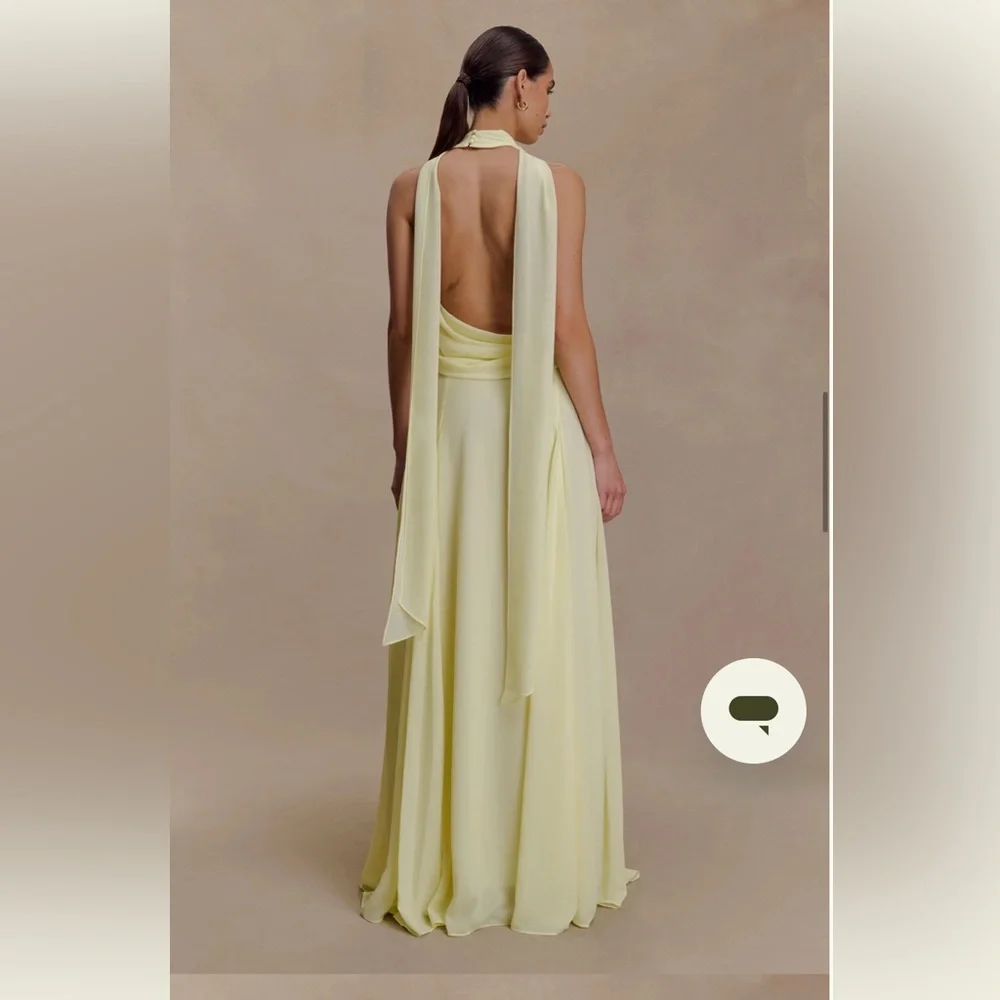Meshki | Dresses | Meshki Santal Dress Elegant Butter Yellow Halter ...
